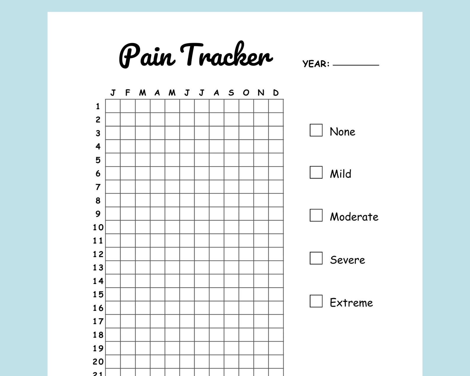 Pain Tracker Printable Daily Pain Log Pain Monitoring PDF Symptom ...