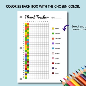 Daily Mood Tracker Printable Monthly Mood Planner Journal Page Daily ...