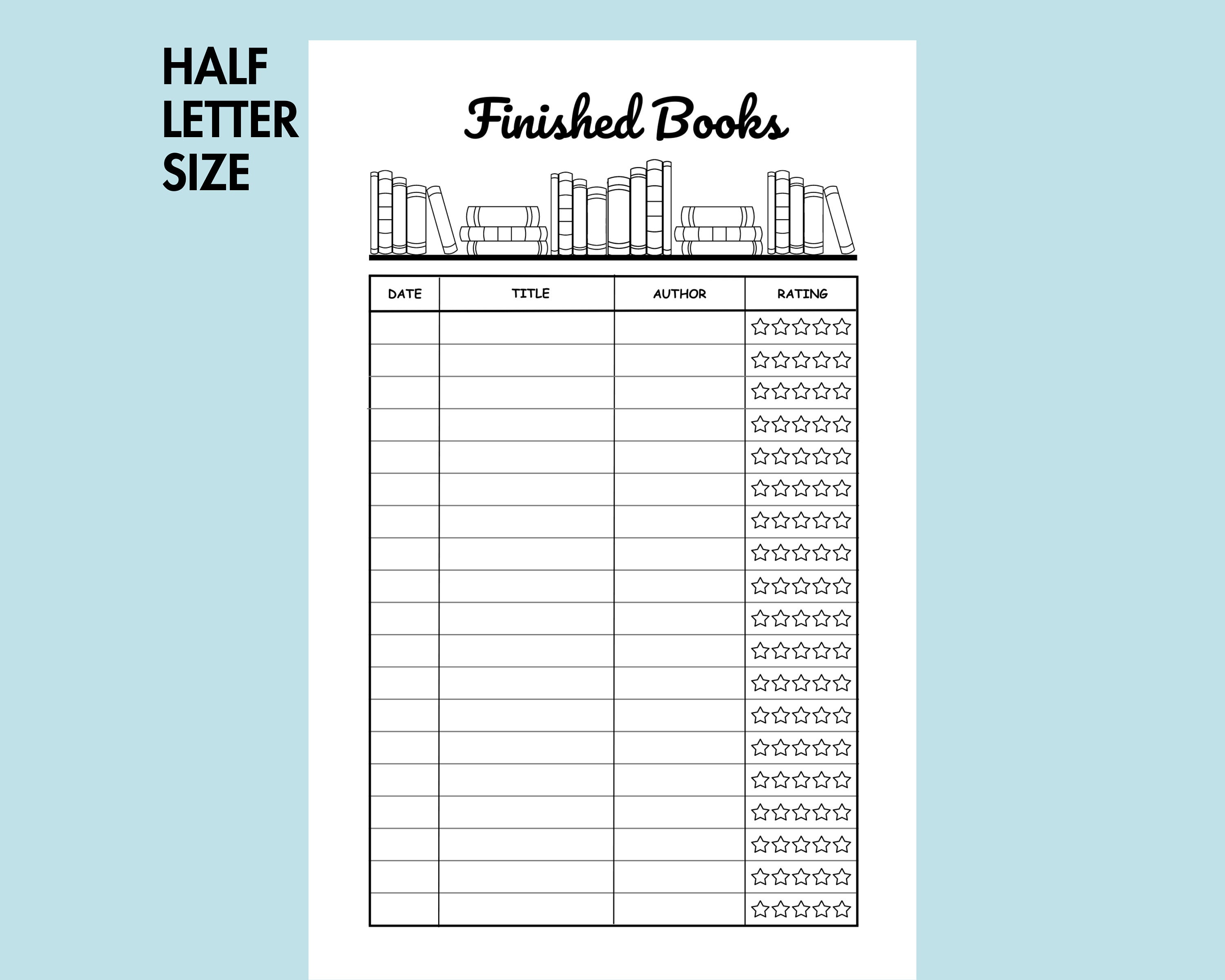 Book Tracker Printable Reading Tracker Finished Book Tracker PDF ...