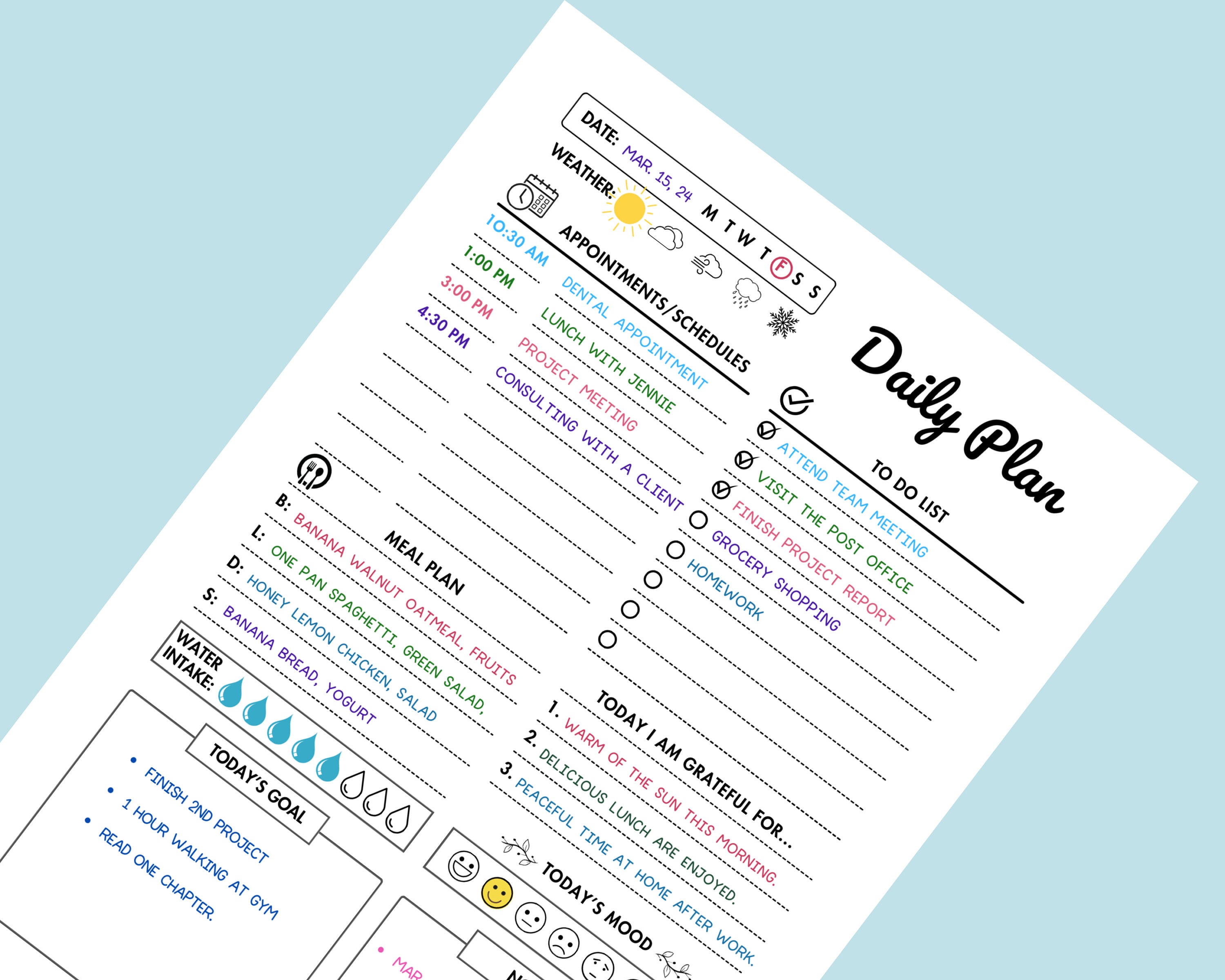 Daily Planner Printable Daily Work Organizer Daily to Do List PDF Daily ...