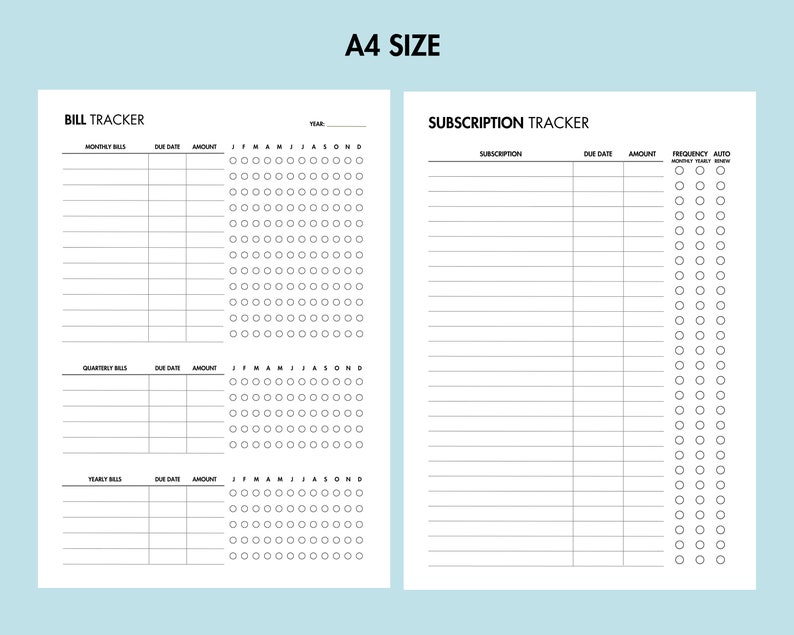 Subscription Tracker Printable Subscription Checklist PDF Monthly ...