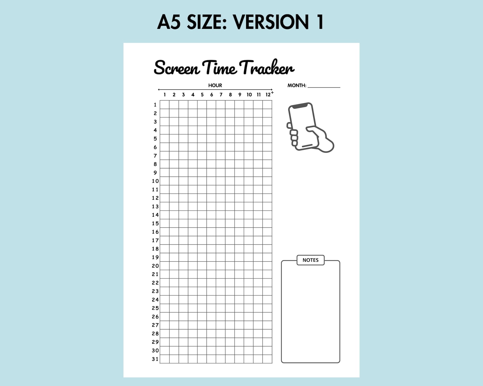 Screen Time Tracker Printable Digital Screen Time Management Tracker ...