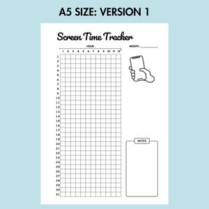 Screen Time Tracker Printable Digital Screen Time Management Tracker ...