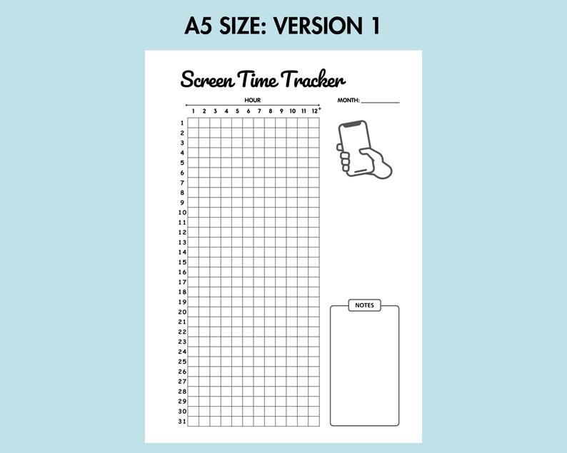 Screen Time Tracker Printable Digital Screen Time Management Tracker ...
