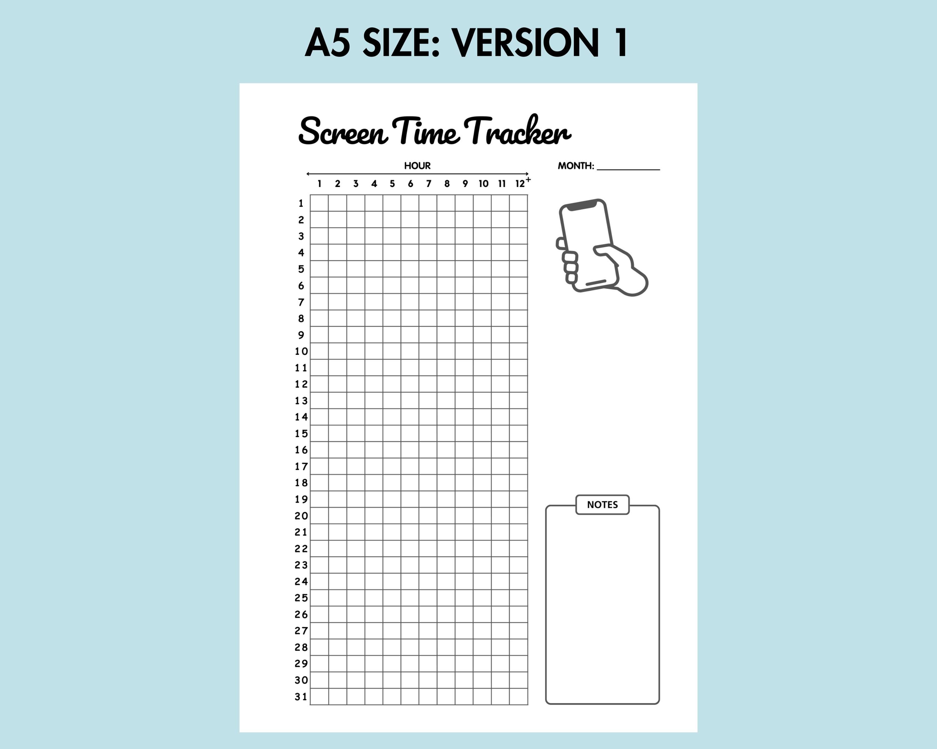 Screen Time Tracker Printable Digital Screen Time Management Tracker ...