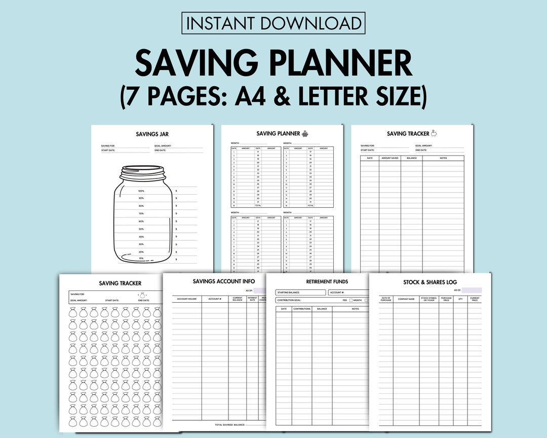 Saving Planner Printable Saving Jar PDF Saving Challenge Saving Tracker ...