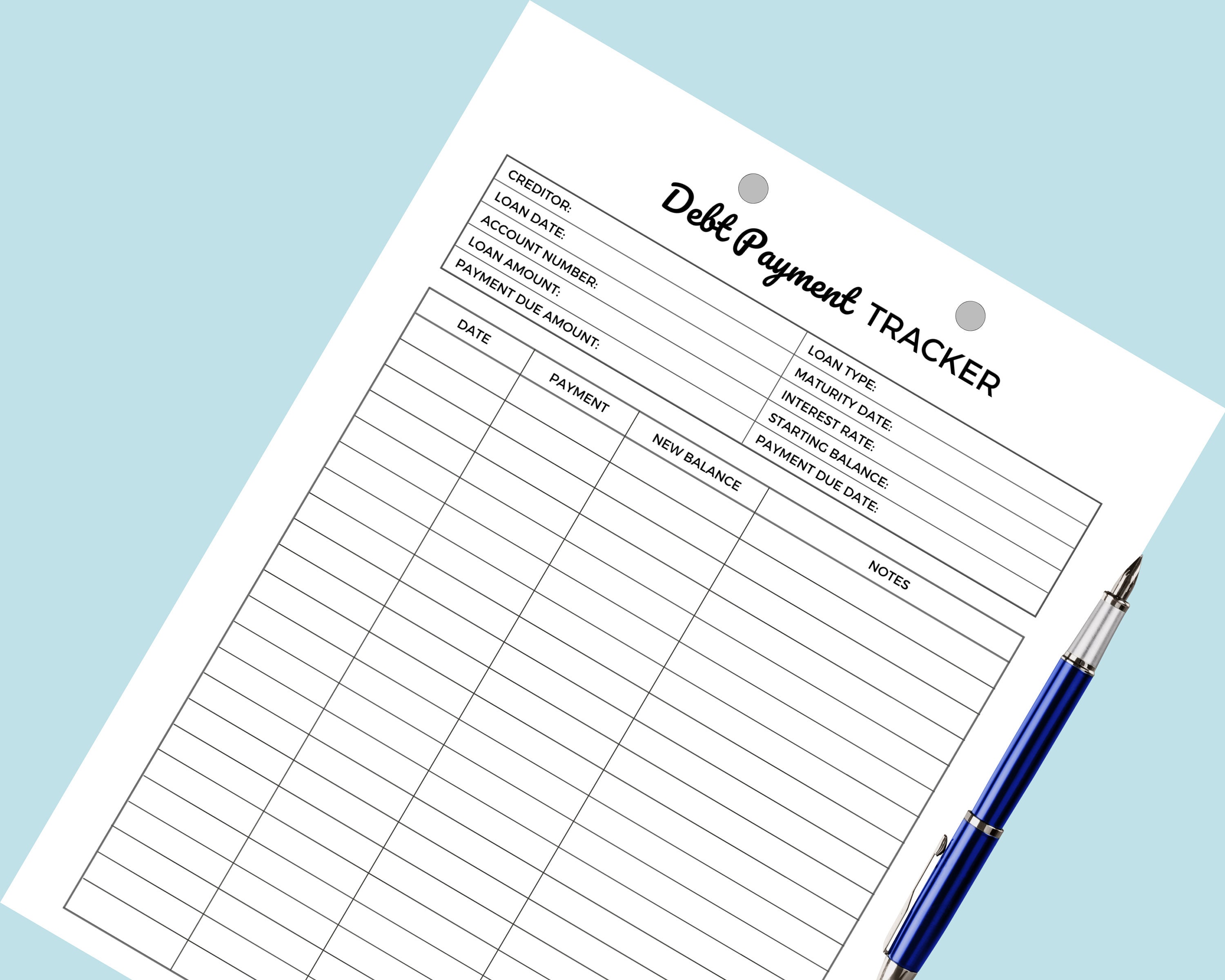 Debt Payment Tracker Printable Debt Payoff Planner Finance Tracker PDF ...