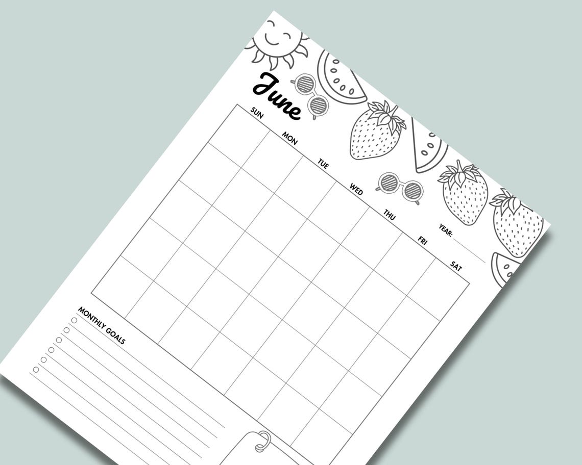 June Journal Title Page & June Monthly Planner Undated Printable June ...