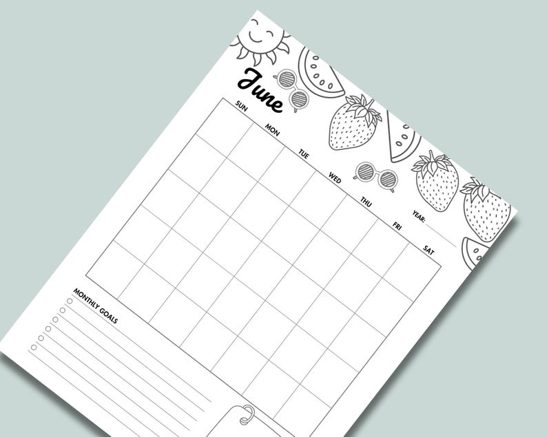 June Journal Title Page & June Monthly Planner Undated Printable June ...