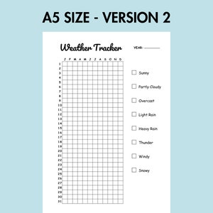 Weather Tracker Printable Daily Yearly Pixel Weather Monitoring Chart ...