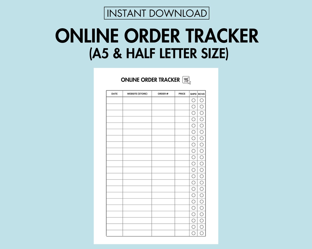 Online Order Tracker Printable Online Shopping Tracker PDF for Budget ...
