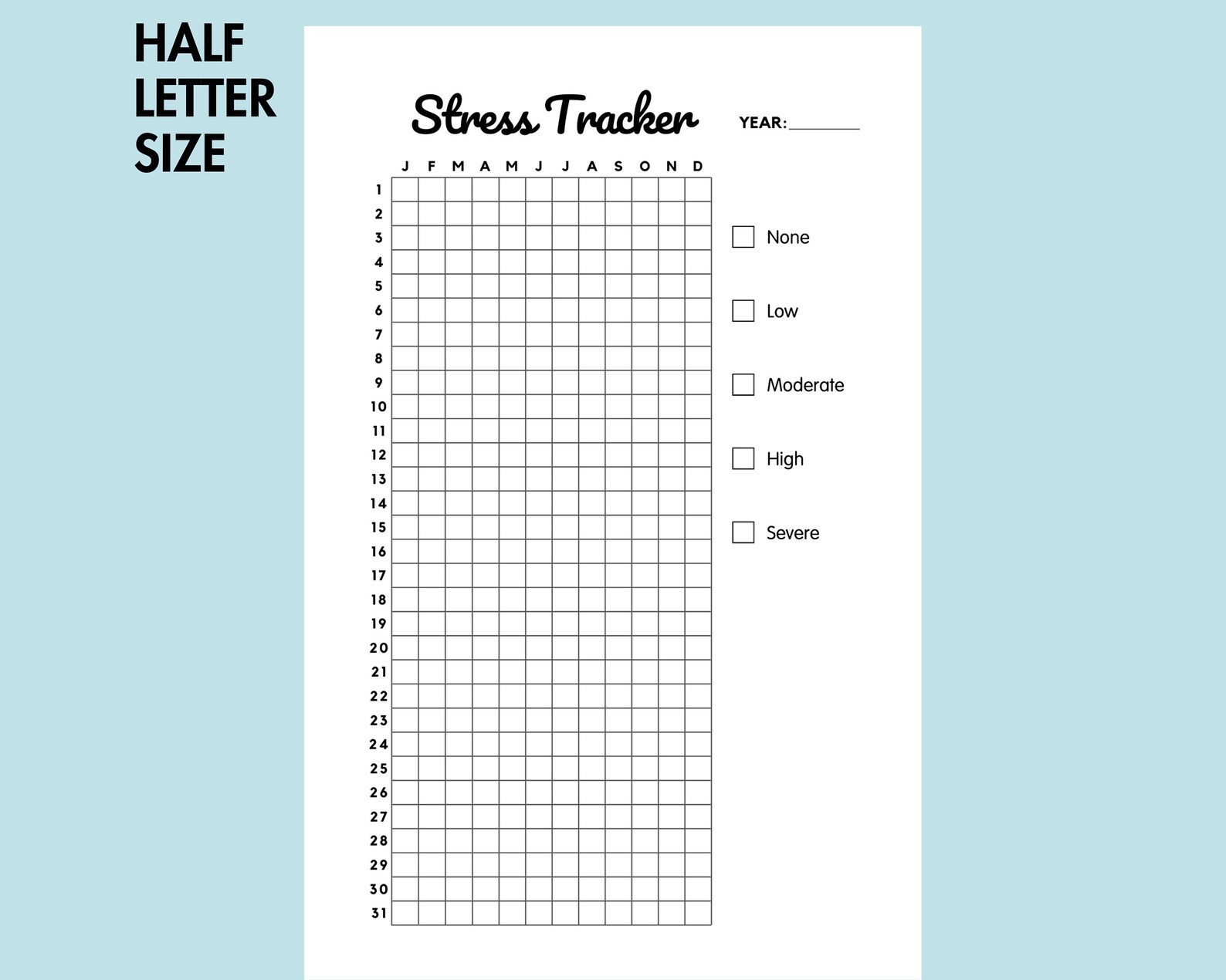 Stress Tracker Printable, Self Care Journal, A5 Planner Inserts ...