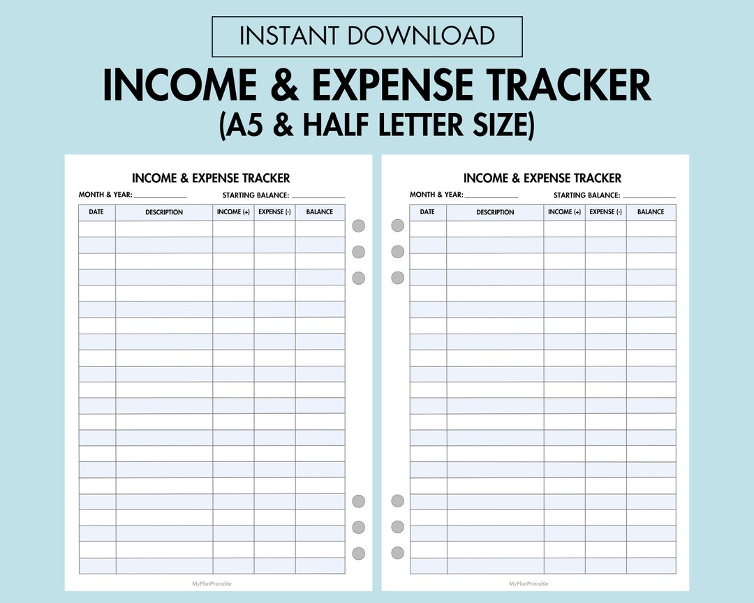 Income and Expense Tracker Printable Financial Planner Personal Use and ...