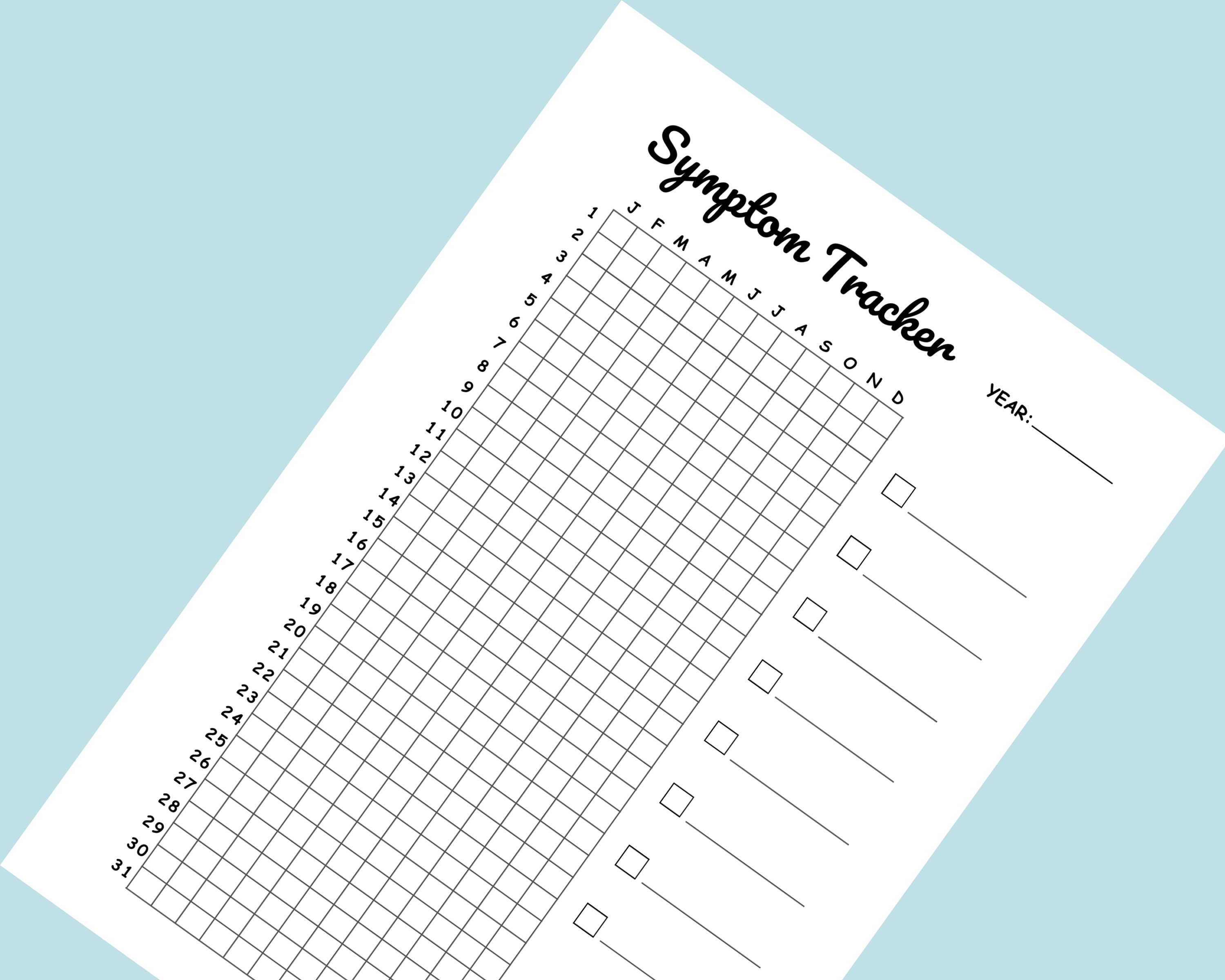 Symptom Tracker Printable, Symptom Log, Health Tracker, Yearly Medical ...