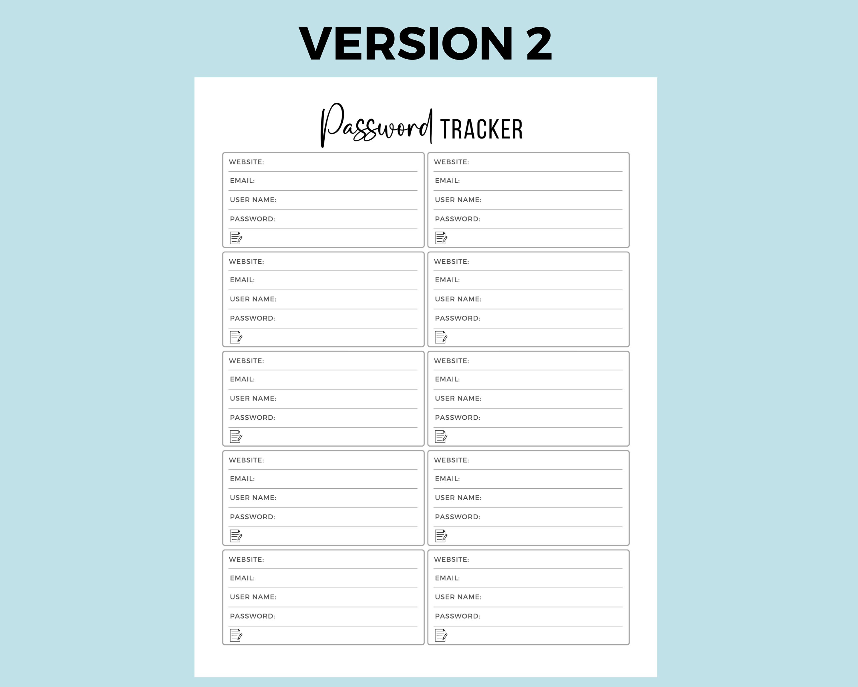 Password Tracker Printable Password Log, Password Organizer Digital ...