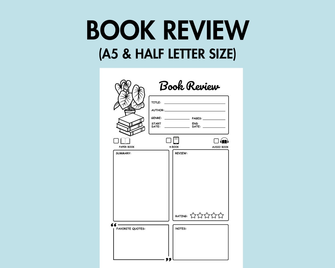 Book Review Journal Printable Reading Tracker PDF Reading Log, Book Log ...