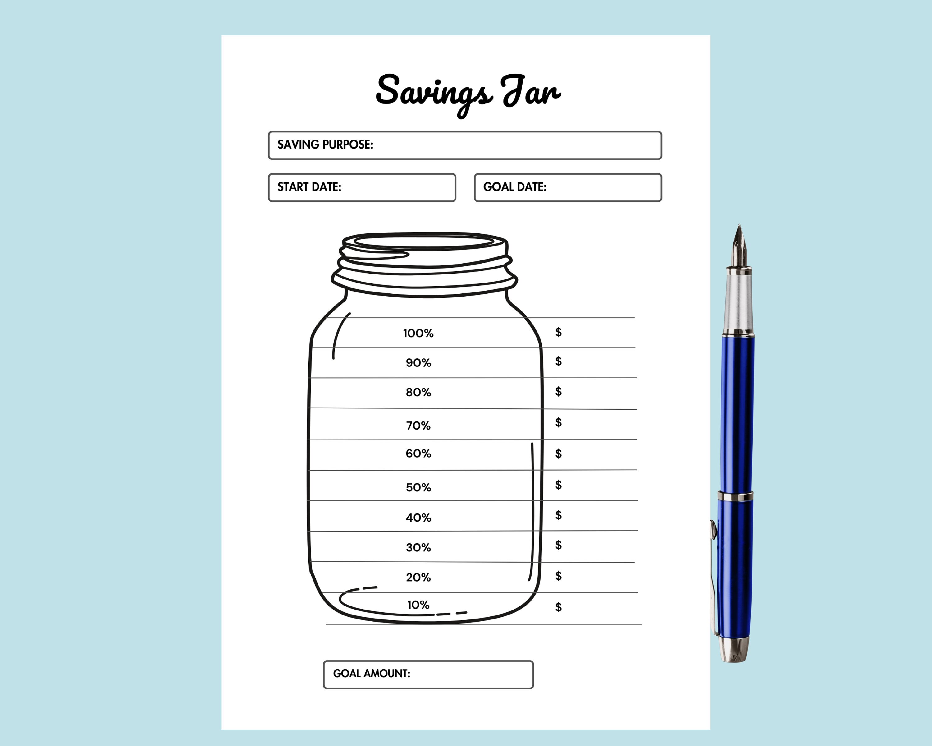Savings Jar Tracker Printable, Saving Challenge, Money Tracker ...
