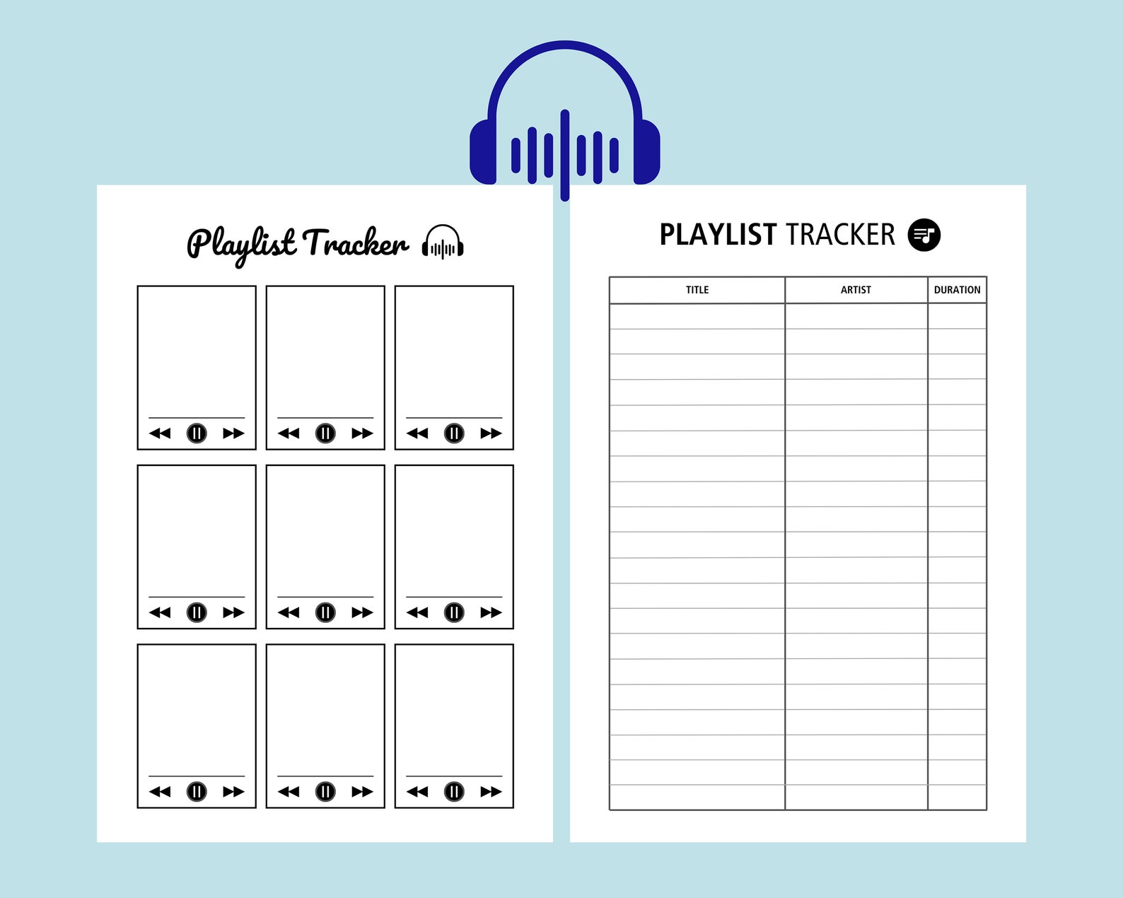 Music Playlist Tracker Printable Playlist Listening Log and Tracker ...