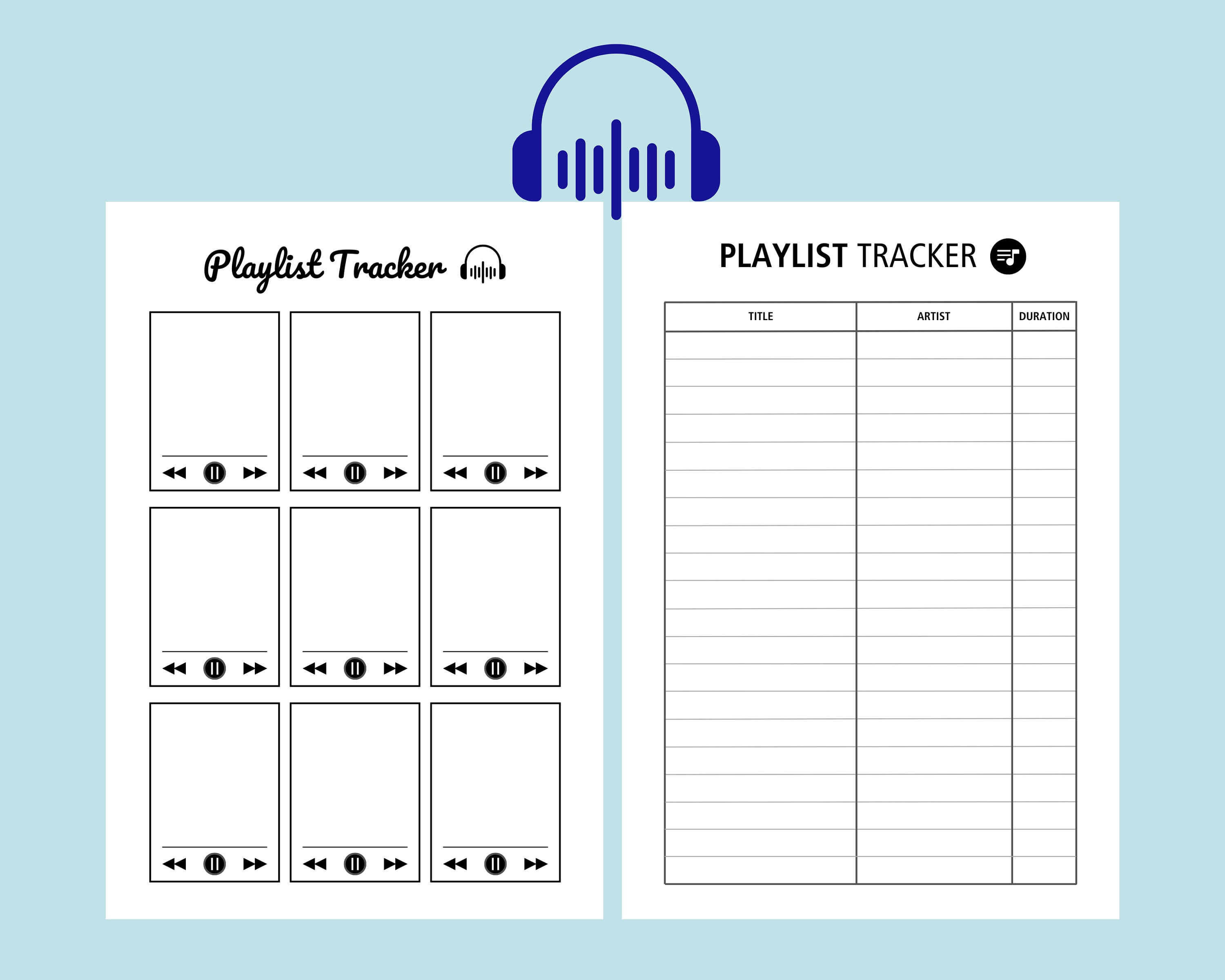Music Playlist Tracker Printable Playlist Listening Log and Tracker ...