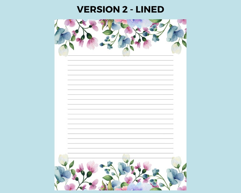 Printable Stationery Instant Download, Greenery Plant Writing Paper ...