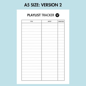 Music Playlist Tracker Printable Playlist Listening Log and Tracker ...