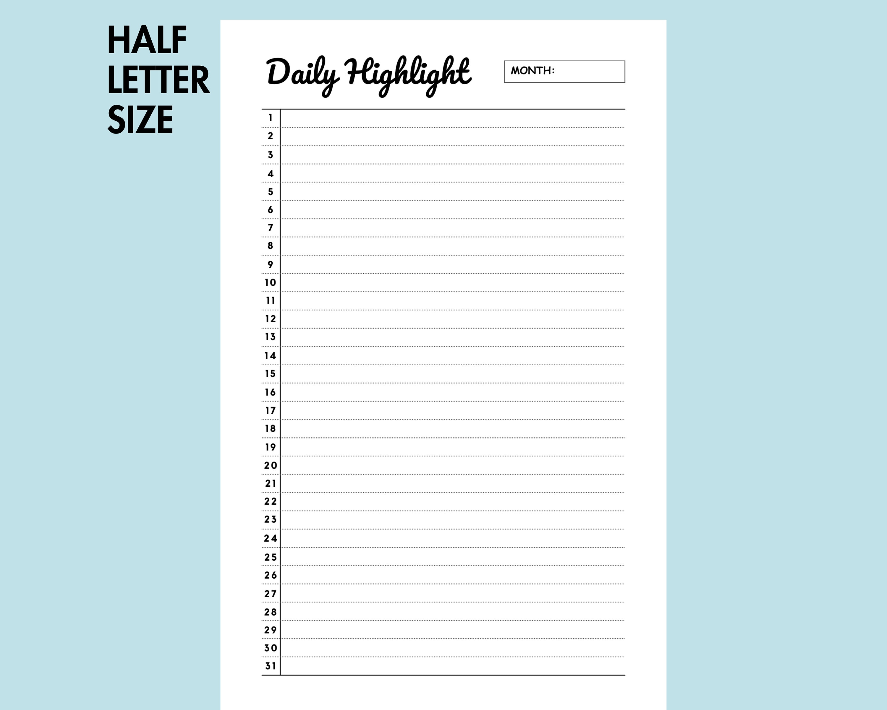 Daily Highlight PDF Printable Highlight of the Day PDF Gratitude ...