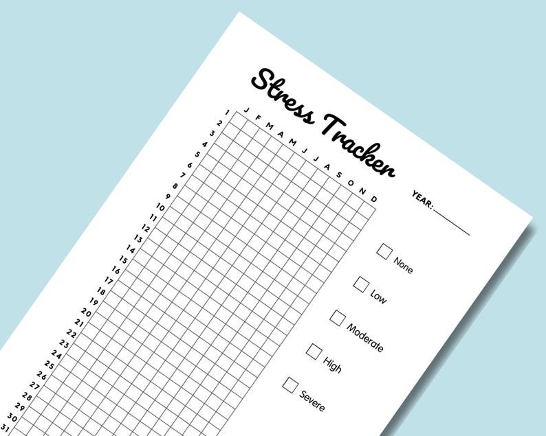 Stress Tracker Printable Journal Page Daily Yearly Anxiety Tracker Year ...
