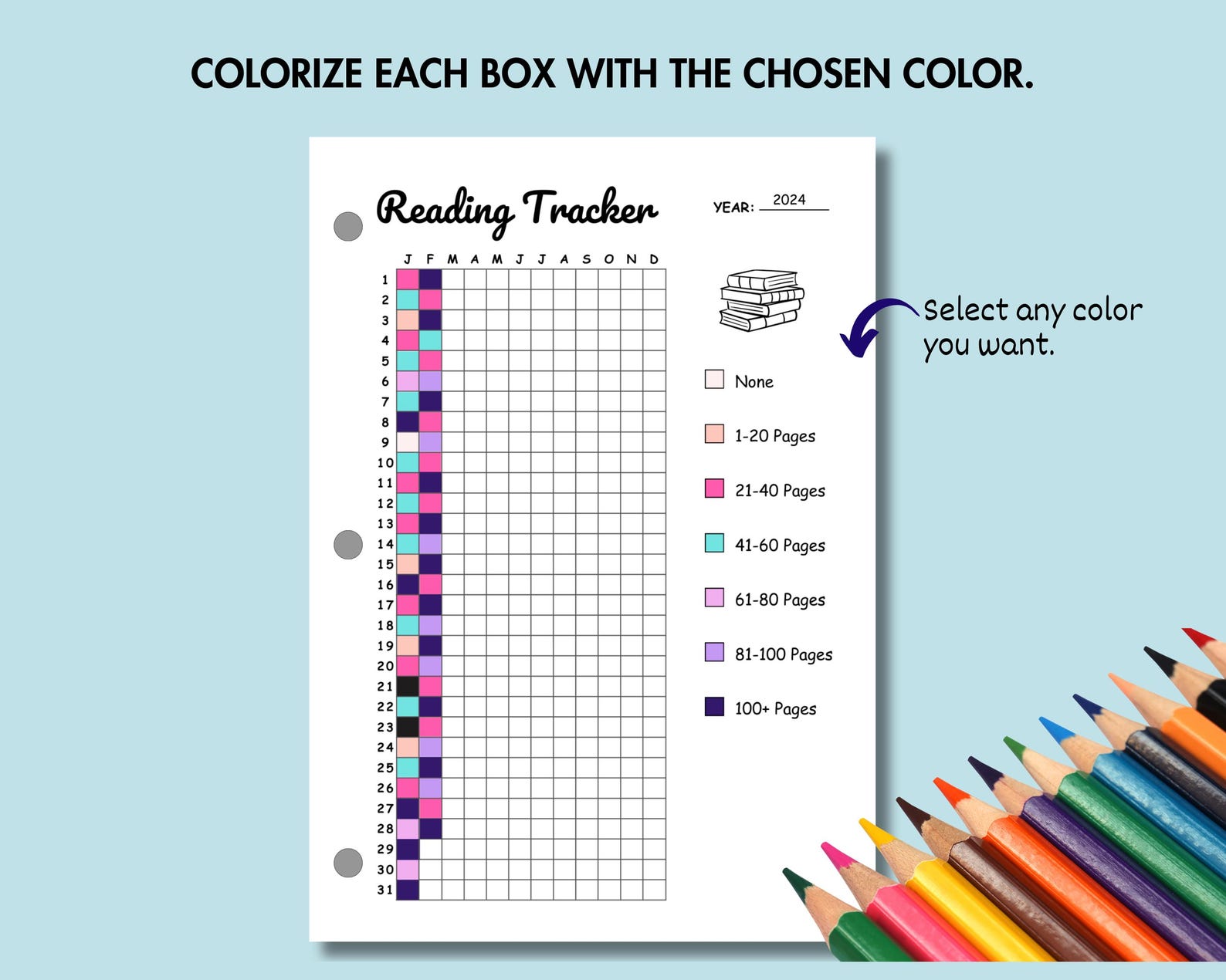 Reading Tracker Printable Journal Page Daily Yearly Reading Log ...