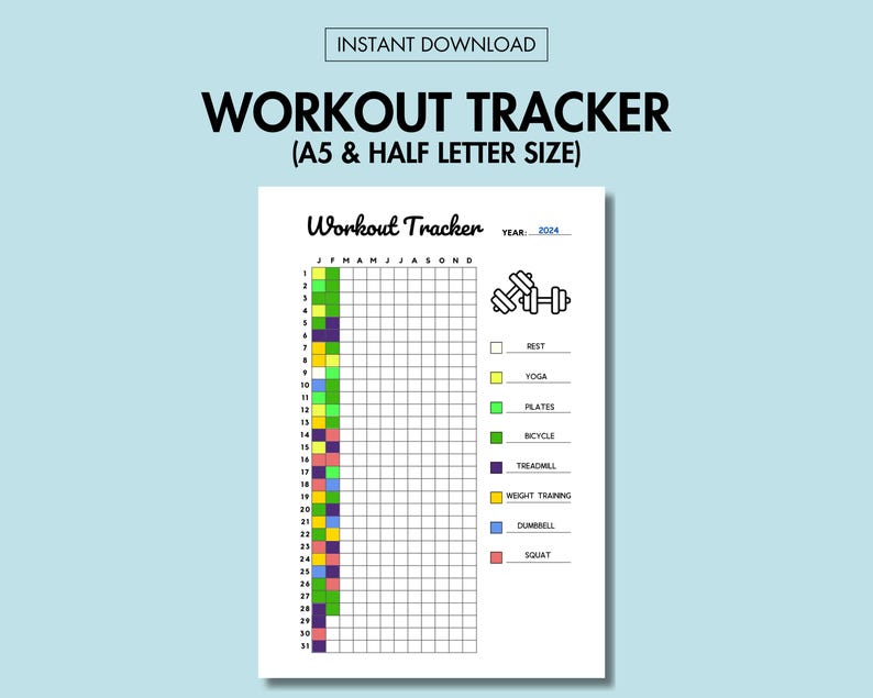 Workout Tracker Printable Workout Log PDF Exercise Journal, Fitness ...