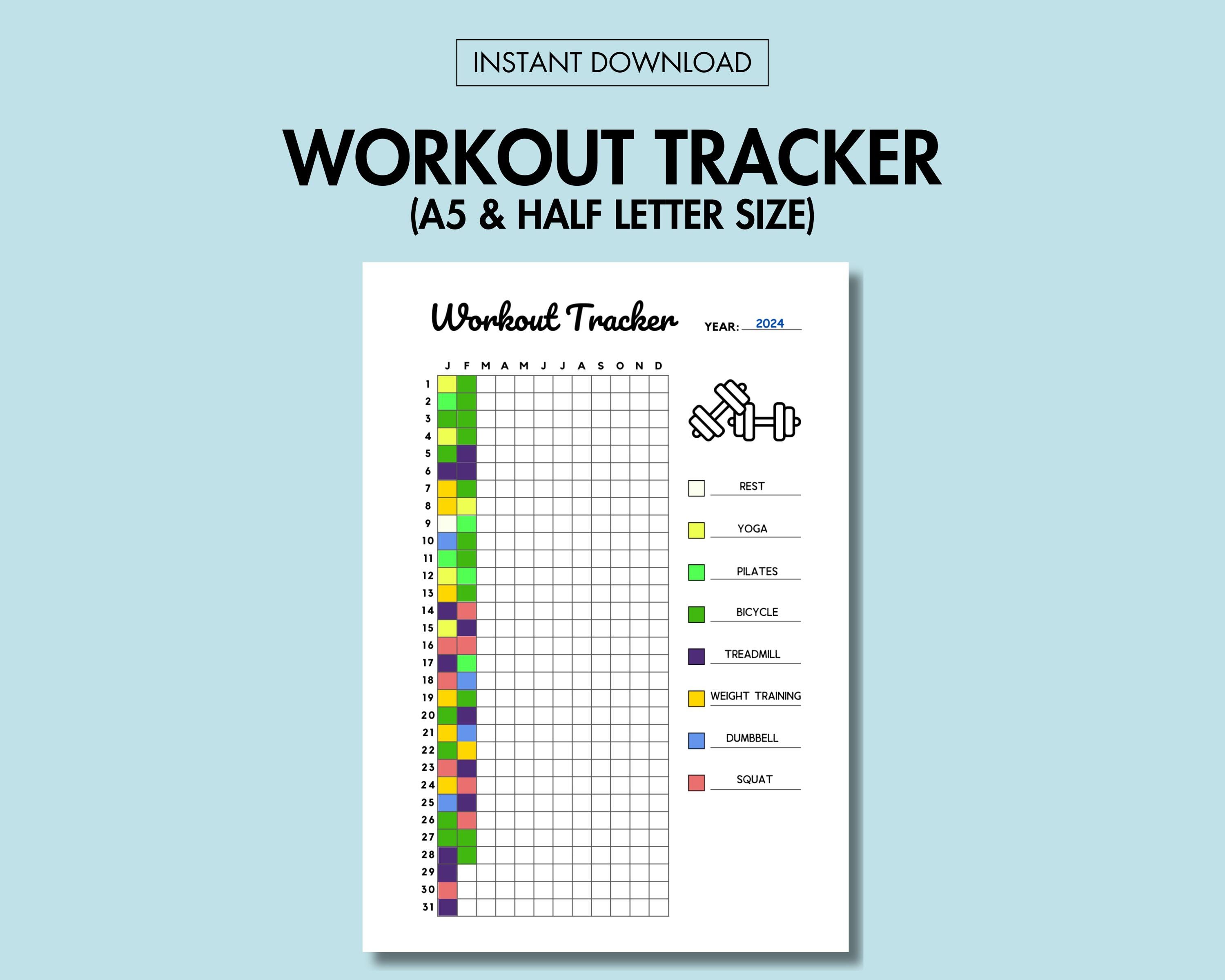 Workout Tracker Printable Workout Log PDF Exercise Journal, Fitness ...