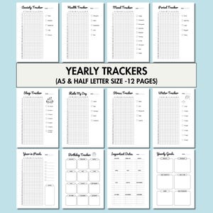 Yearly Tracker Bundle Printable Yearly Planner PDF Mental Health ...
