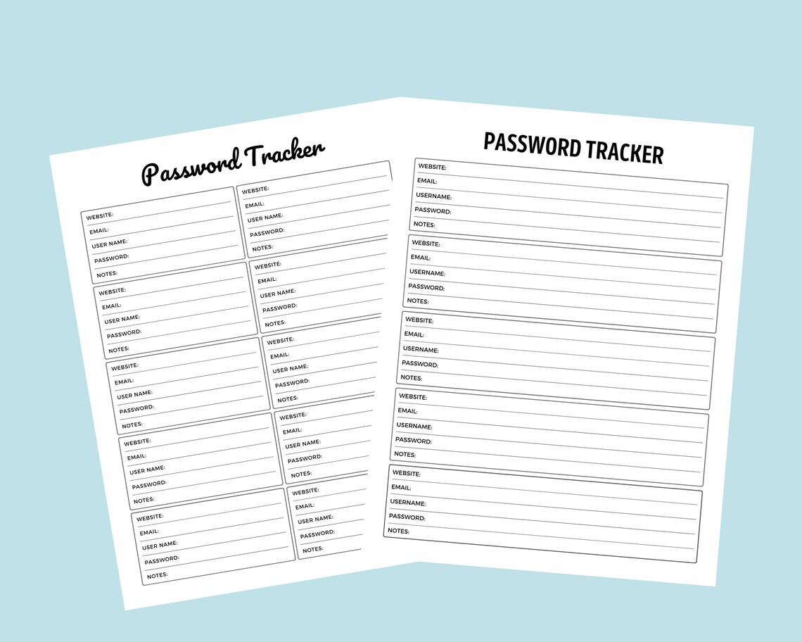 Password Tracker Printable, Password Organizer, Password Keeper ...