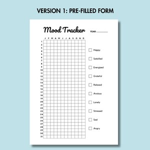 Daily Mood Tracker Printable Monthly Mood Planner Journal Page Daily ...