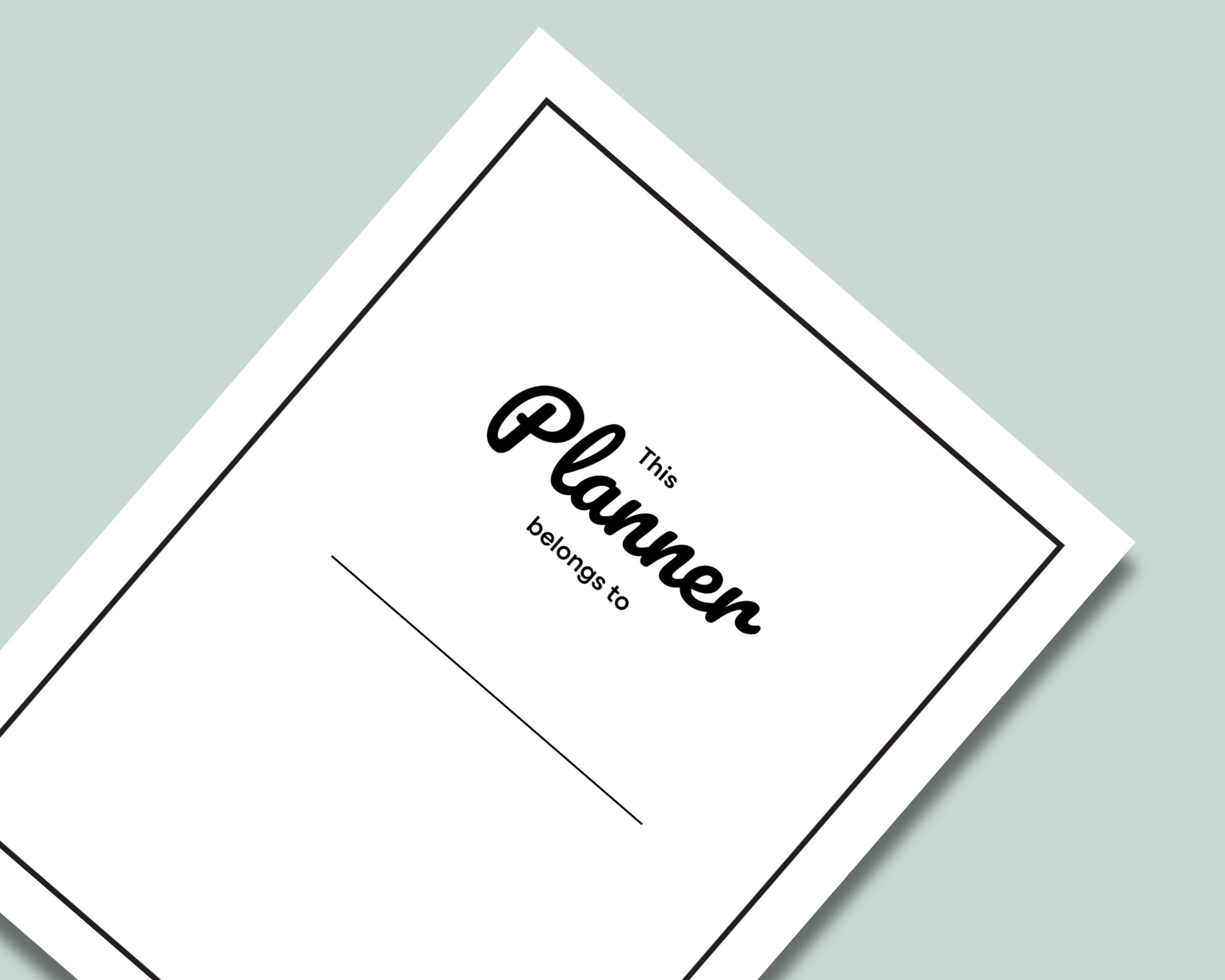 This Planner Belongs to Page Printable Planner Title Cover Page Journal ...