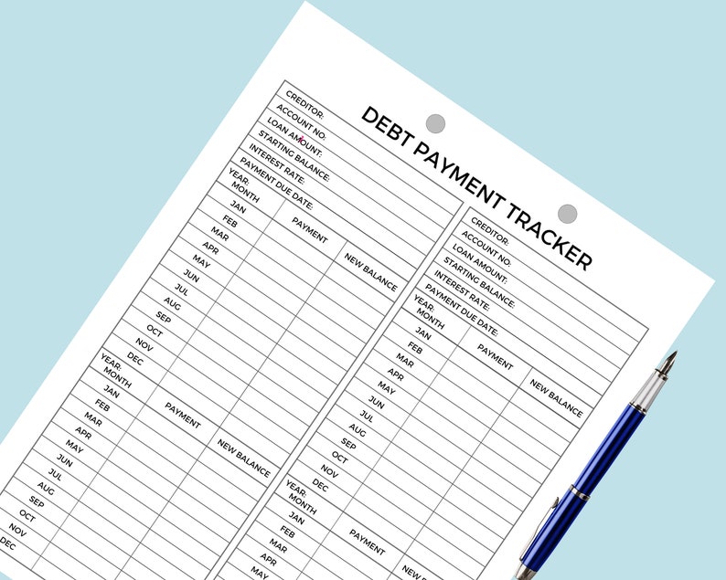 Debt Payment Tracker Printable Debt Payoff Planner Finance Tracker PDF ...