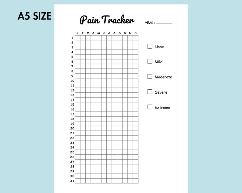 Pain Tracker Printable Daily Pain Log Pain Monitoring PDF Symptom ...