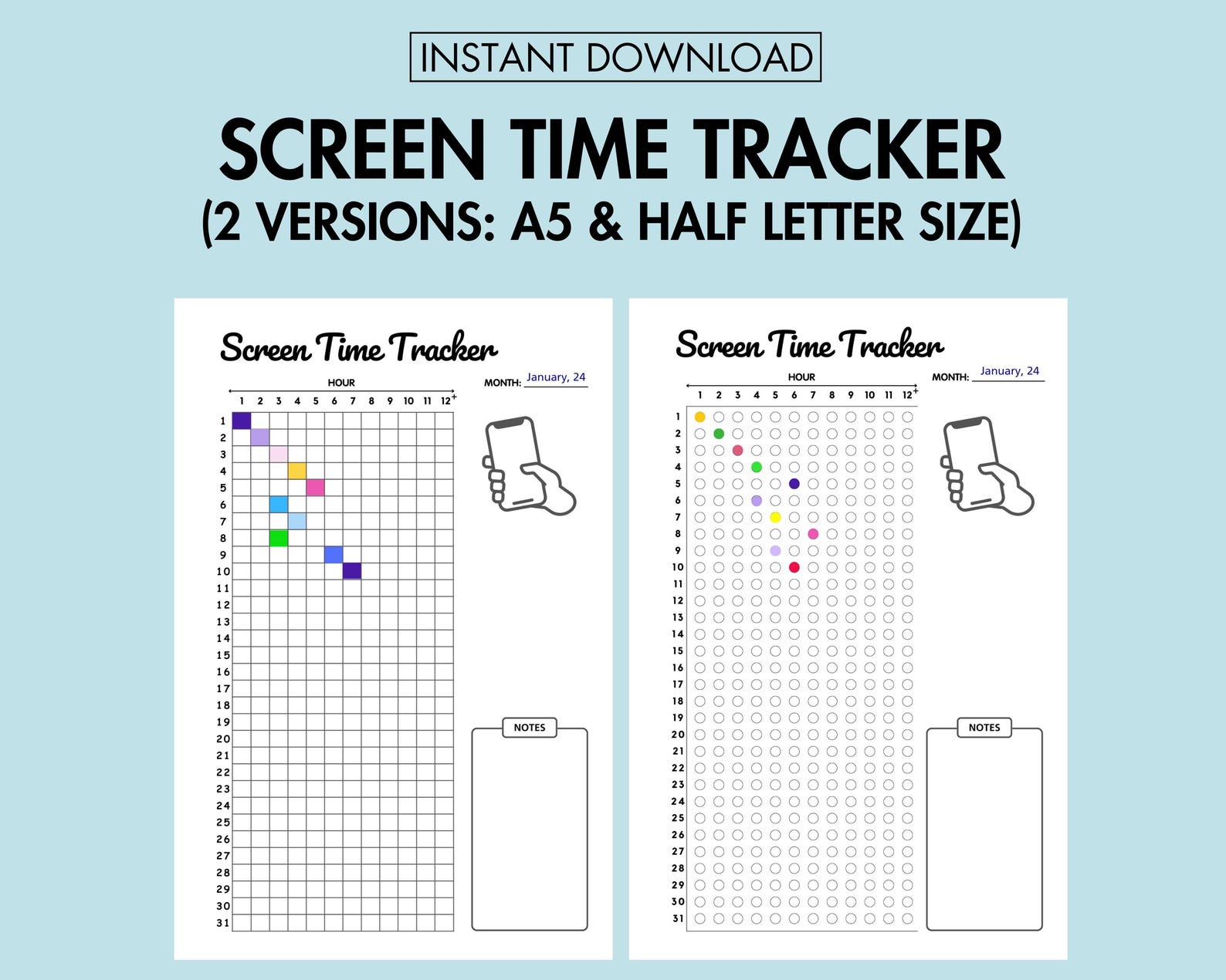 Screen Time Tracker Printable Digital Screen Time Management Tracker ...