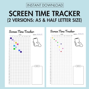Screen Time Tracker Printable Digital Screen Time Management Tracker ...