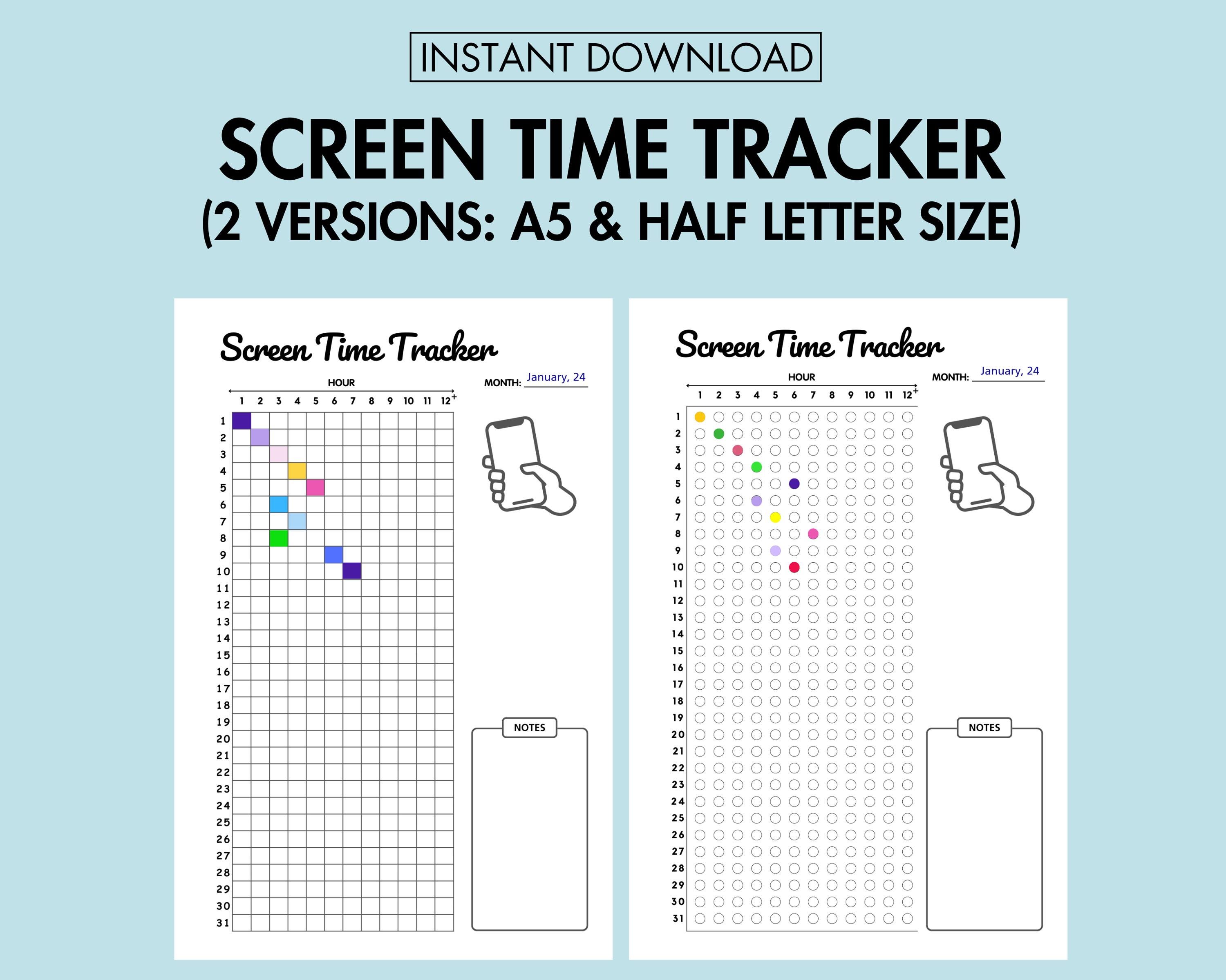 Screen Time Tracker Printable Digital Screen Time Management Tracker ...