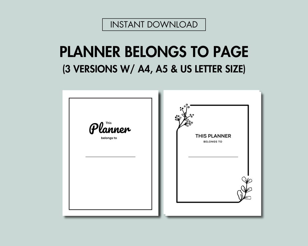 This Planner Belongs to Page Printable Planner Title Cover Page Journal ...