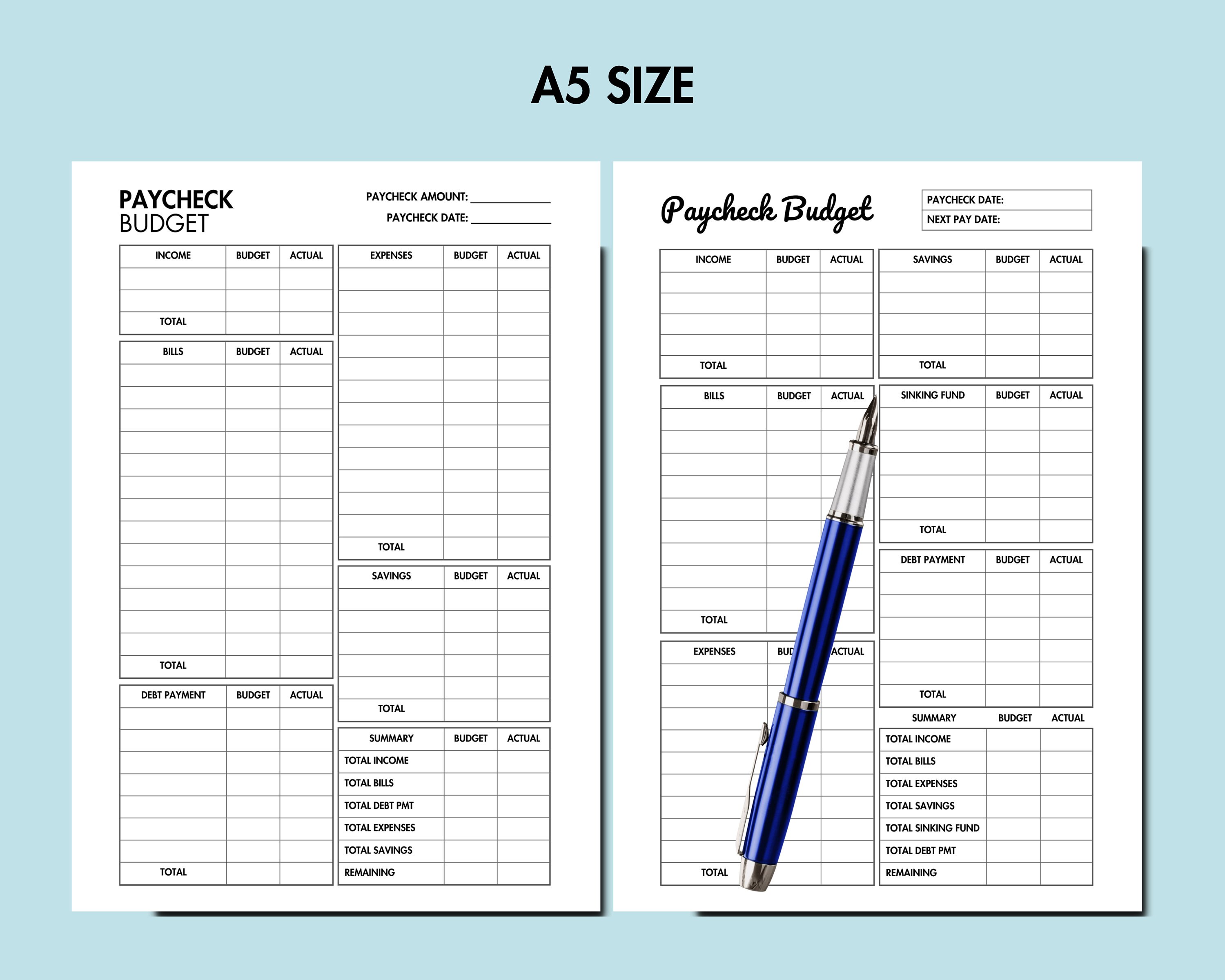 Paycheck Budget Planner Printable Budget by Paycheck PDF, Paycheck ...
