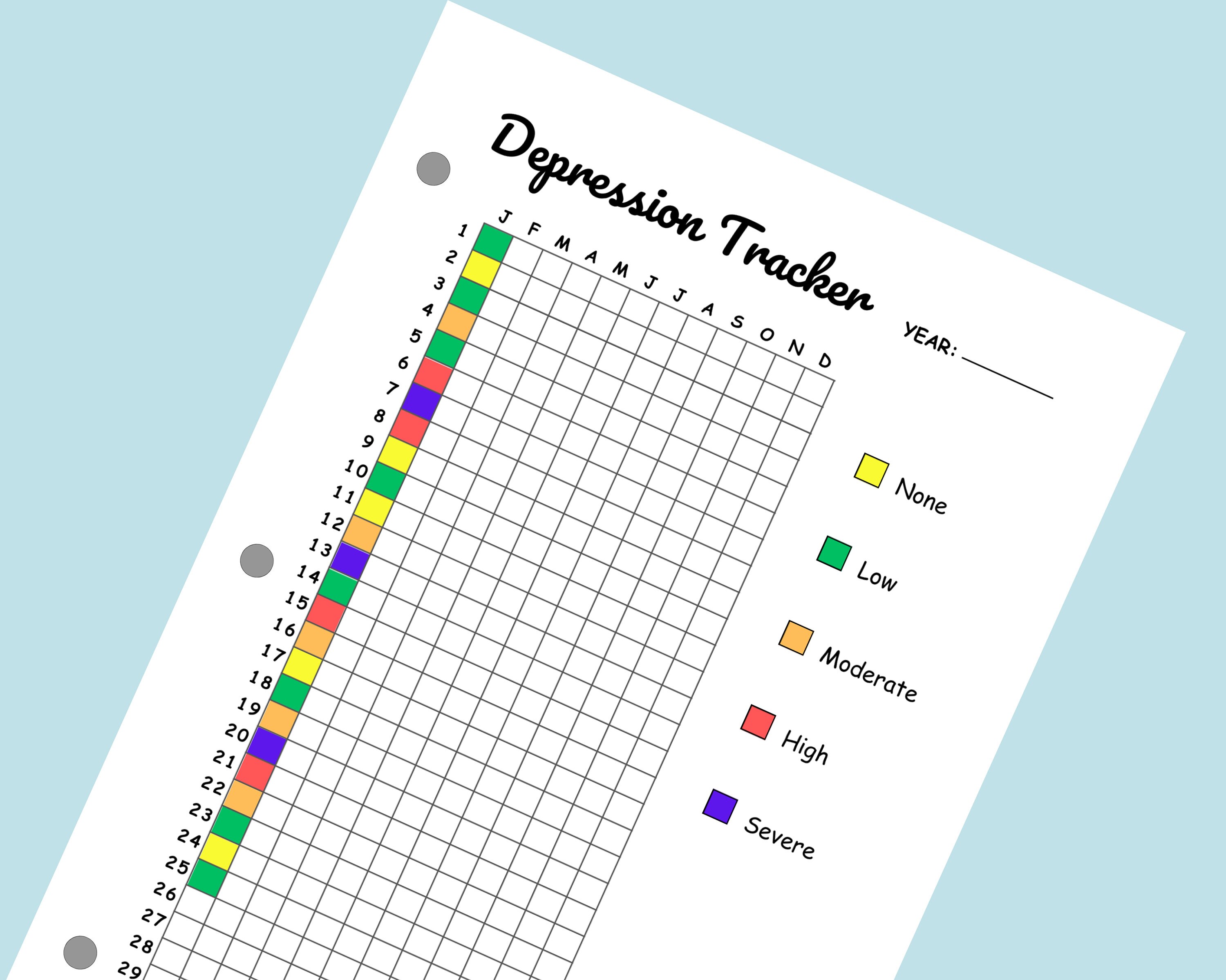 Depression Tracker Printable Depression Journal Anxiety Tracker, Mood ...