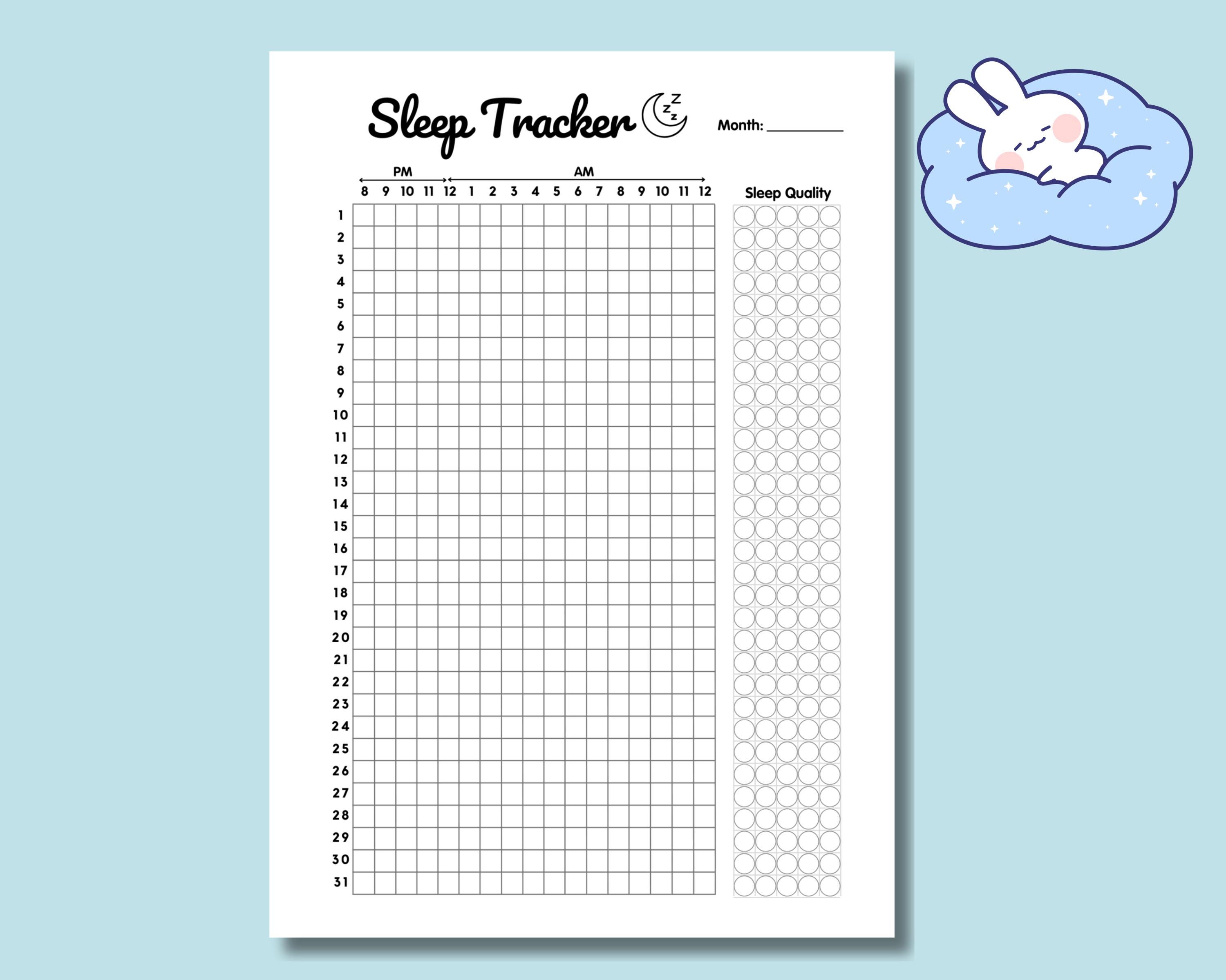 Sleep Tracker Printable Journal Page Daily Monthly Sleep Quality Log ...