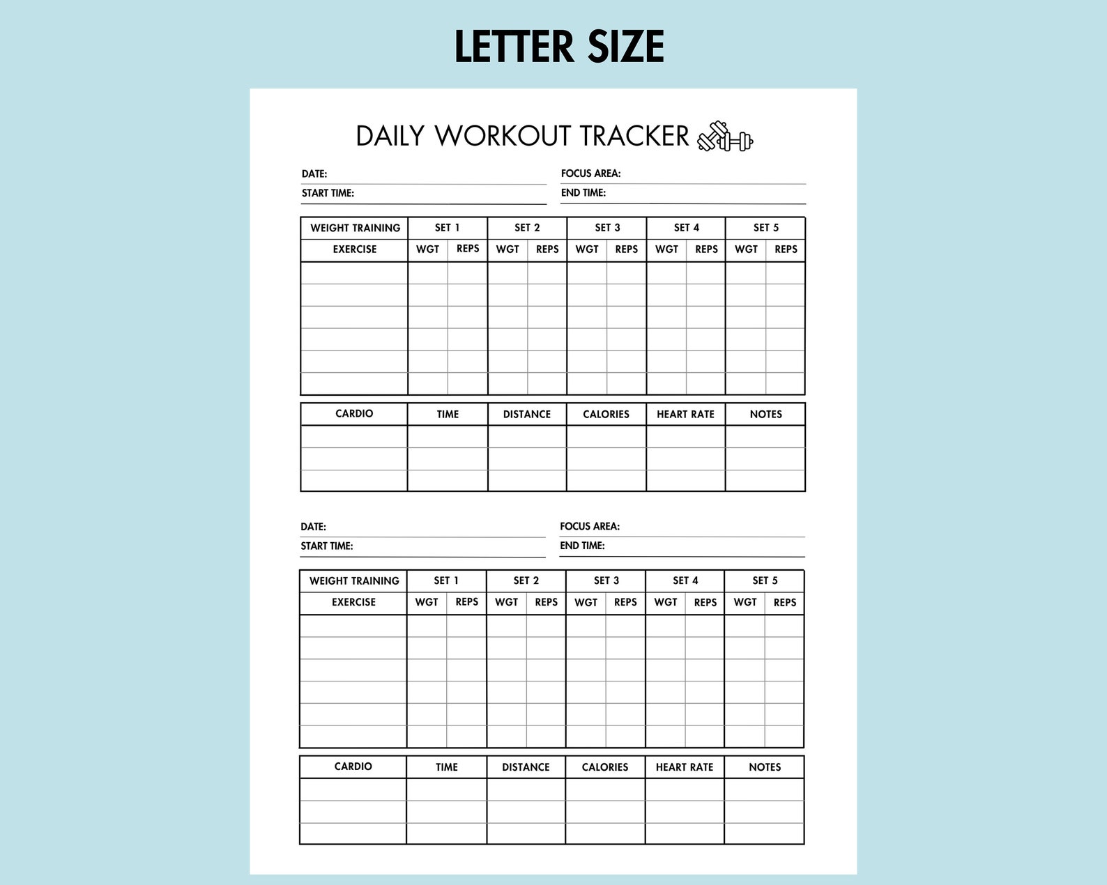 Daily Workout Tracker Printable Daily Exercise Log PDF Fitness Journal ...