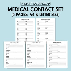 Emergency Contact List Printable Medical Contact Information Sheet PDF ...