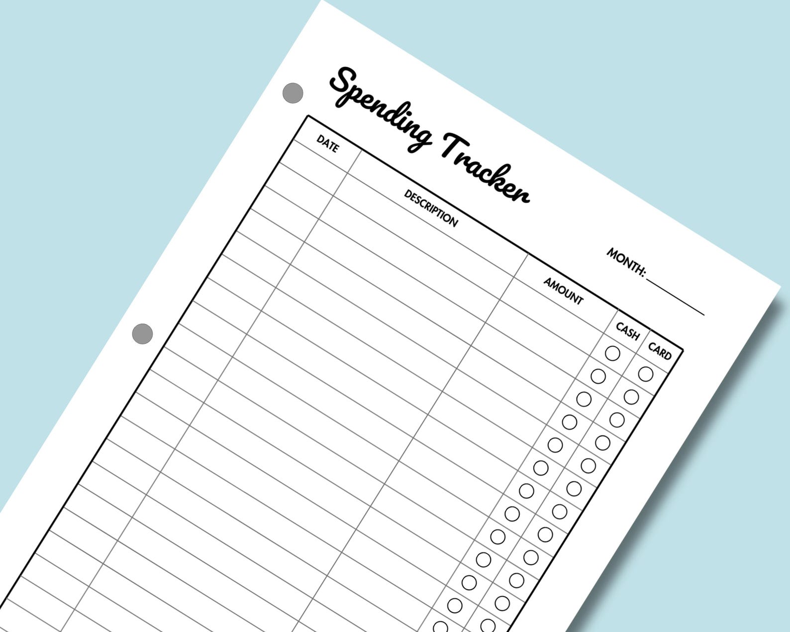 Spending Tracker Printable Minimalist Spending Log for Budgeting ...