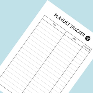 Music Playlist Tracker Printable Playlist Listening Log and Tracker ...