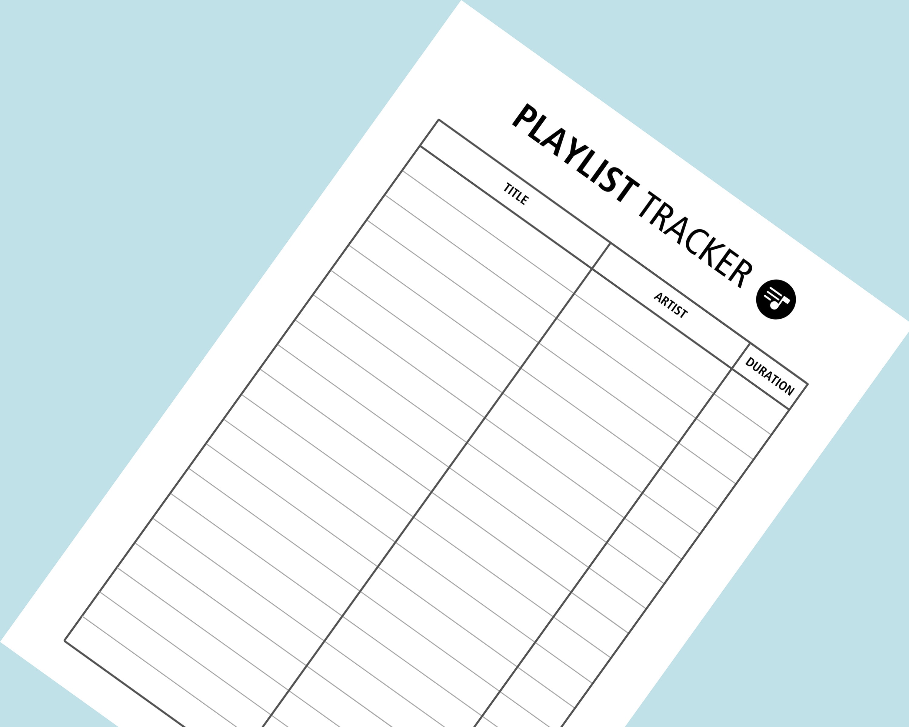 Music Playlist Tracker Printable Playlist Listening Log and Tracker ...