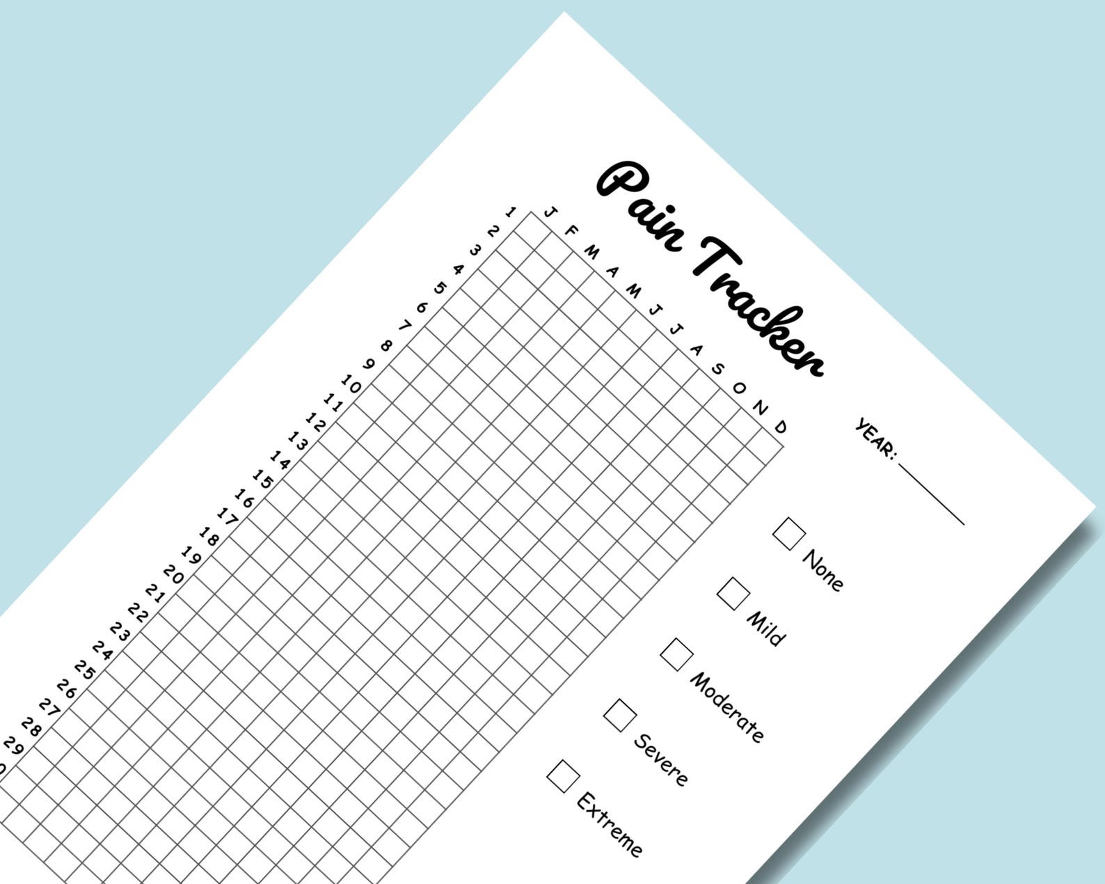 Pain Tracker Printable Journal Page Daily Yearly Pain Log Pain ...