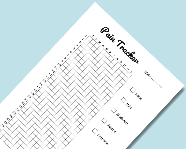 Pain Tracker Printable Journal Page Daily Yearly Pain Log Pain ...